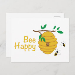 Bee Happy Postcard | Zazzle