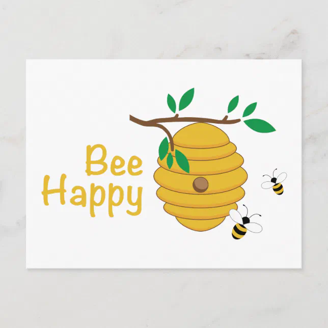 Bee Happy Postcard | Zazzle