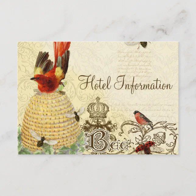 Bee Happy Vintage - Hotel Information Card | Zazzle