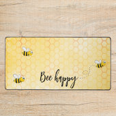 Bee happy yellow honeycomb desk mat | Zazzle