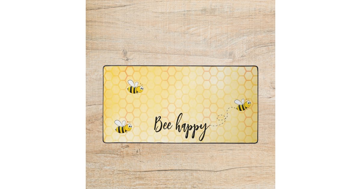 Bee happy yellow honeycomb desk mat | Zazzle