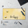 Bee happy yellow honeycomb desk mat | Zazzle