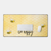Bee happy yellow honeycomb desk mat | Zazzle
