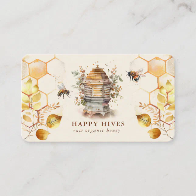 Bee Hive Beekeeper Watercolor Business Card | Zazzle