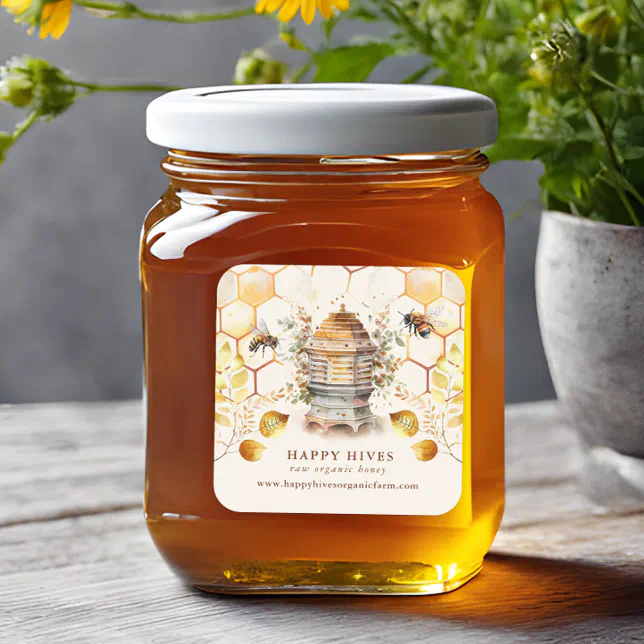 Bee Hive Beekeeper Watercolor Square Sticker | Zazzle