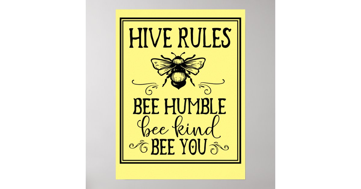 Bee Hive Rules Word Art Poster | Zazzle.com