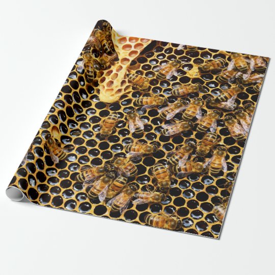 Bee Hive with Honeycomb Up Close Wrapping Paper | Zazzle.com