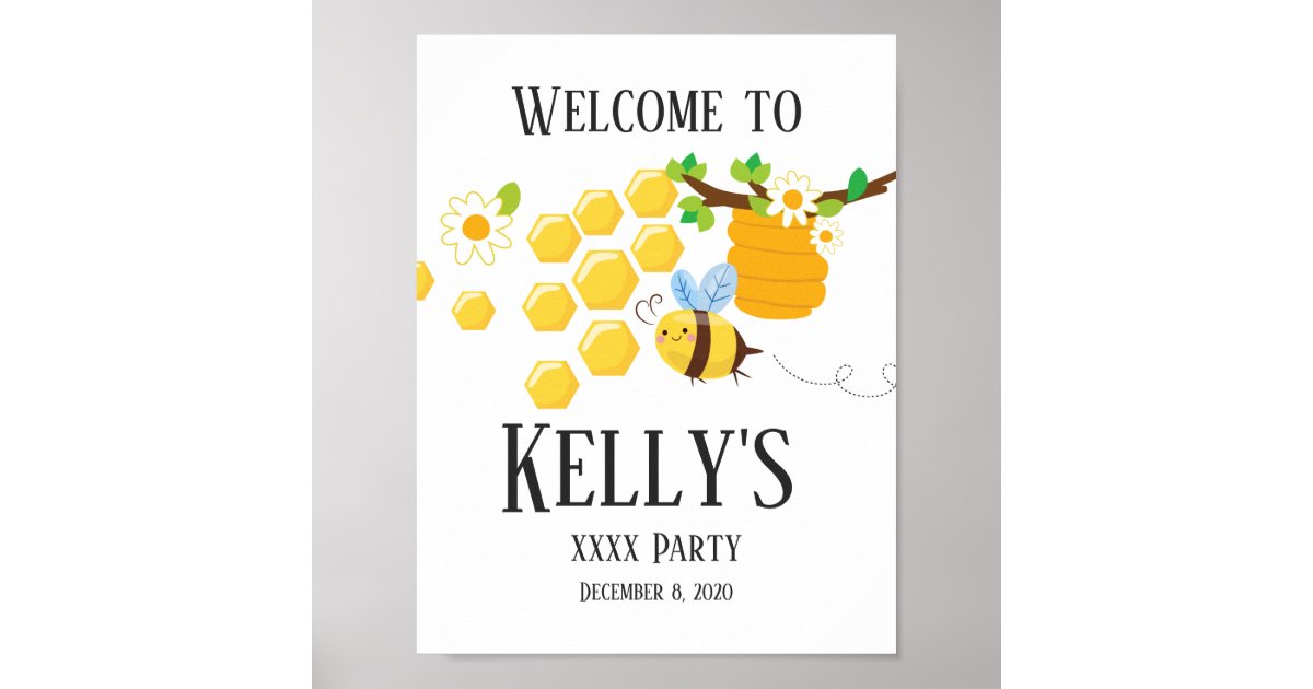 bee, honey bee, honey comb , Bumble bee welcome Poster | Zazzle