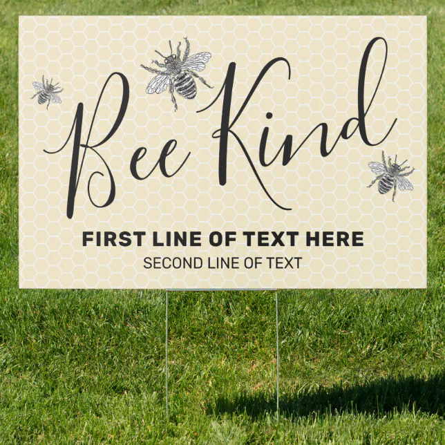Bee Honeycomb | Be Kind Message Sign | Zazzle