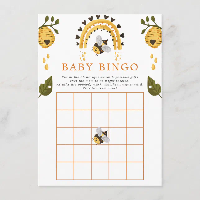 Bee Honeycomb Bumblebee Baby Shower Bingo Game Enclosure Card | Zazzle