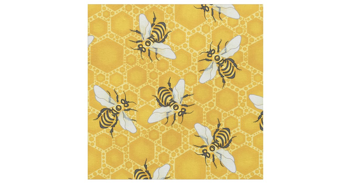 Bee Honeycomb Honeybee Beehive Pattern Cute Nature Fabric | Zazzle
