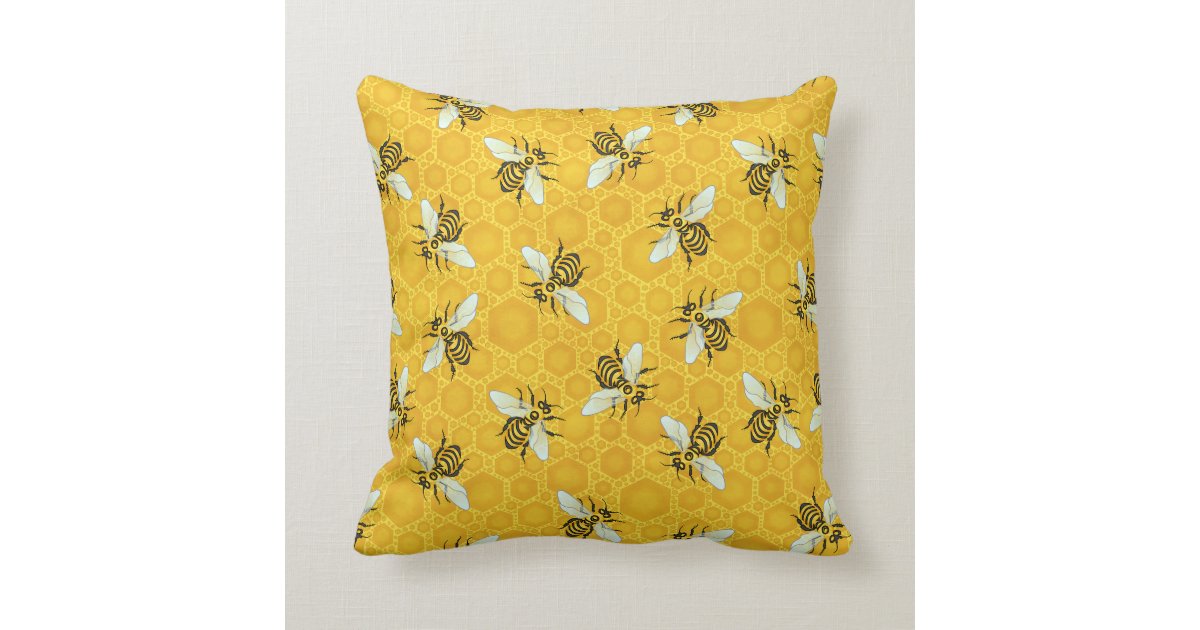 Bee Honeycomb Honeybee Beehive Pattern Cute Nature Throw Pillow ...