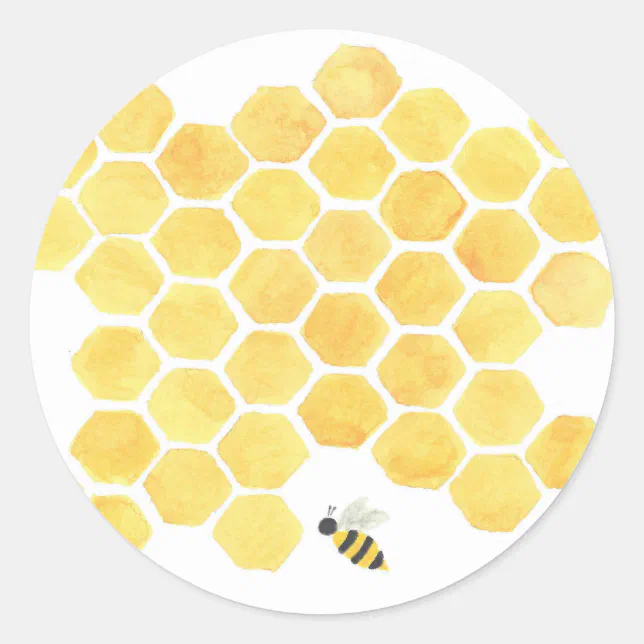 Bee honeycomb yellow sticker | Zazzle