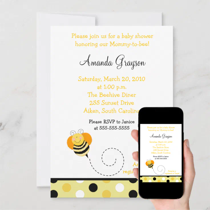 Bee Hop Bumble Bee Baby Shower Invitation 5x7 | Zazzle