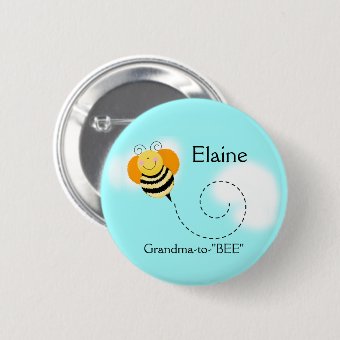 BEE HOP BUMBLE BEE NAME TAG Personalized Button | Zazzle