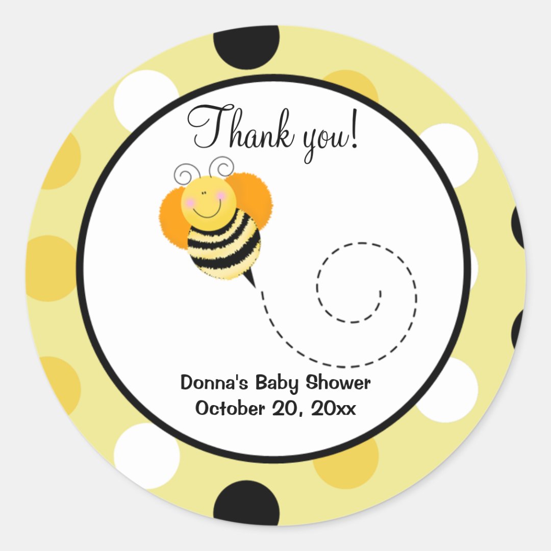 Bee Hop Bumble Bee Round Favor Sticker - Polkadot | Zazzle