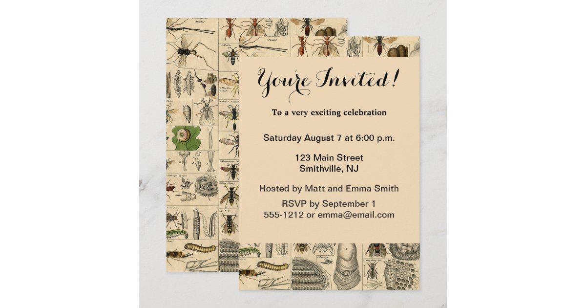 Bee Insect Bug Wasp Natural Nature Bees Painting Invitation | Zazzle