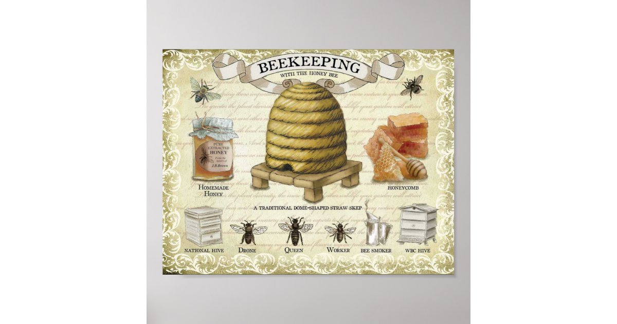 Bee Keeping With Honey Bees Poster | Zazzle