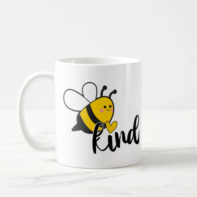 Bee Kind Cute Bee Heart Inspirational Coffee Mug | Zazzle
