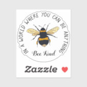 Bee Kind Cute Bumblebee Circular Typography Sticker | Zazzle
