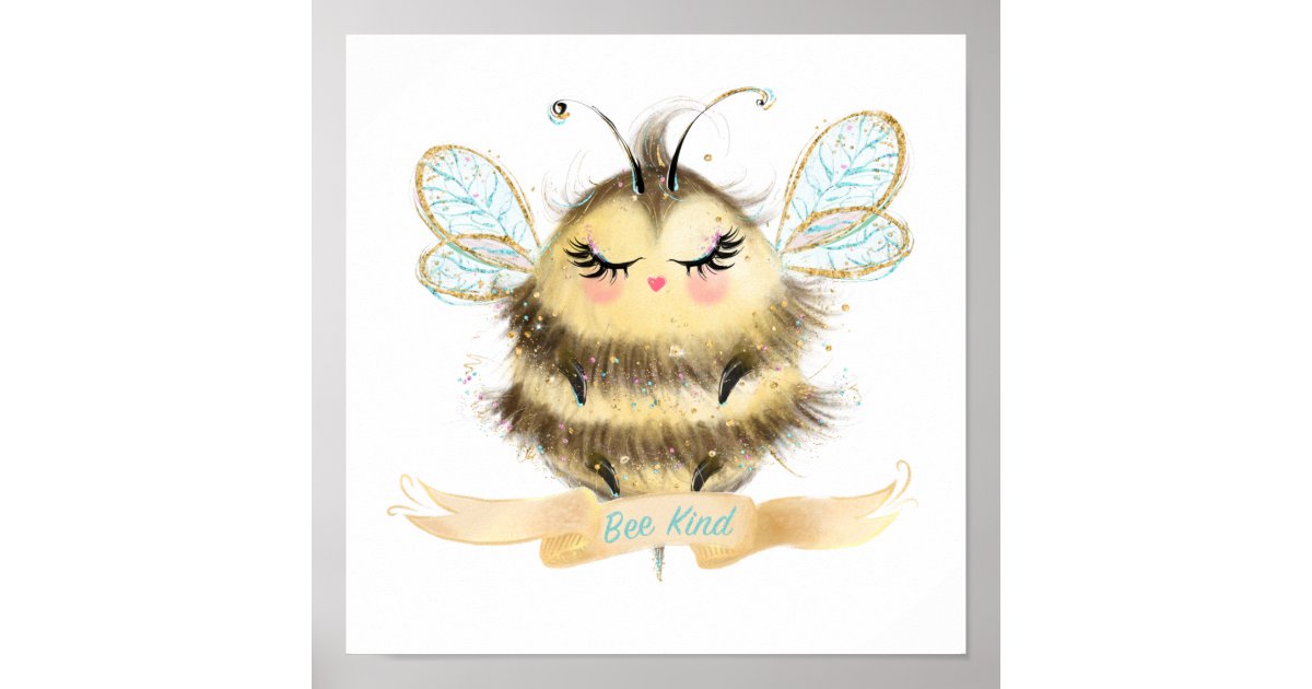 Bee Kind Nursery Poster | Zazzle