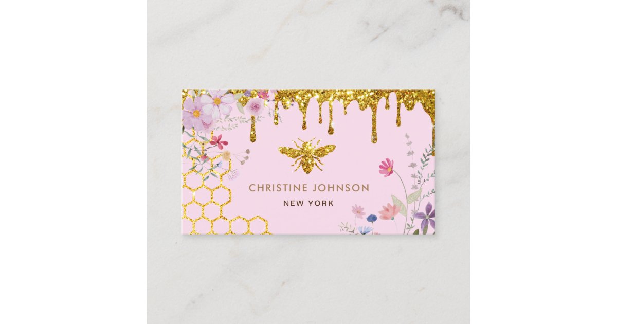 bee logo and wildflowers business card | Zazzle