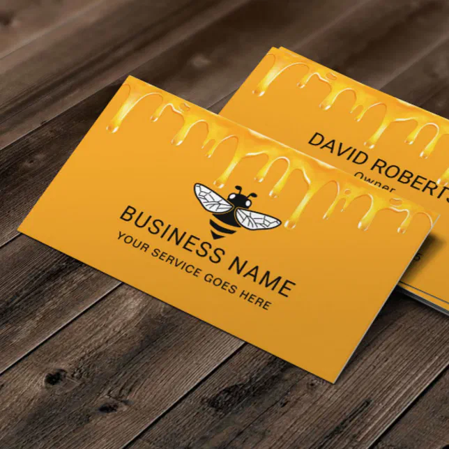 Bee Logo Beekeeping Honey Apiary Gold Drips Farm Business Card | Zazzle