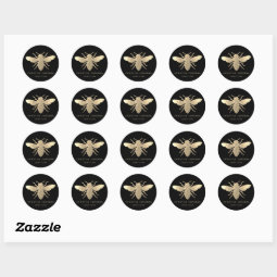 bee logo classic round sticker | Zazzle