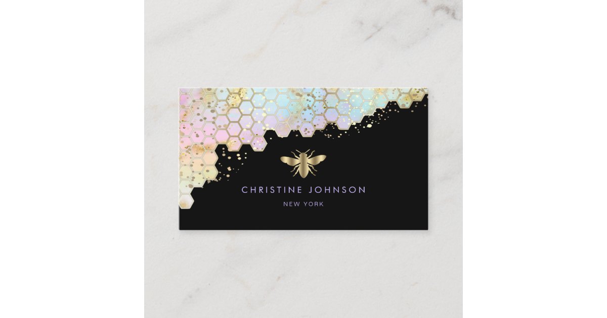 bee logo honeycomb business card | Zazzle