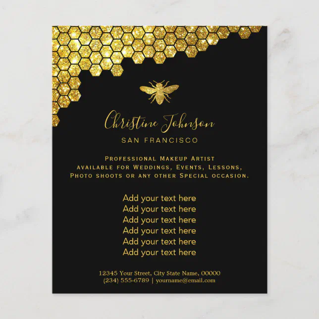 bee logo on black background flyer | Zazzle