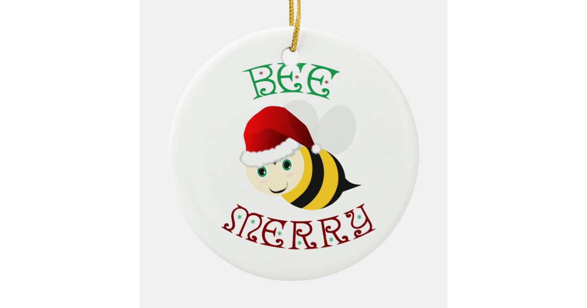 Bee Merry Ceramic Ornament | Zazzle