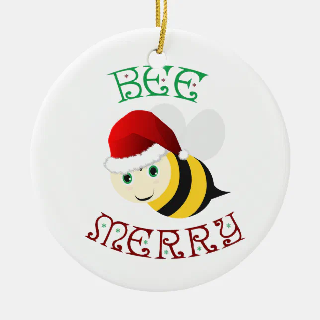 Bee Merry Ceramic Ornament | Zazzle