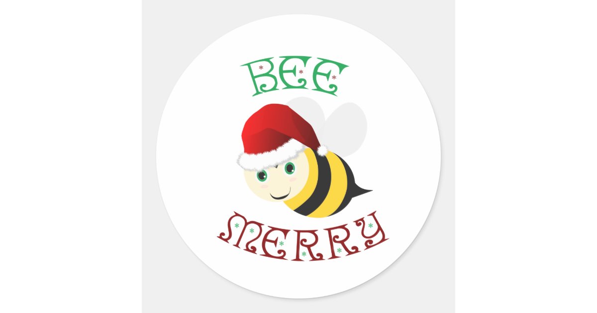 Bee Merry Classic Round Sticker | Zazzle