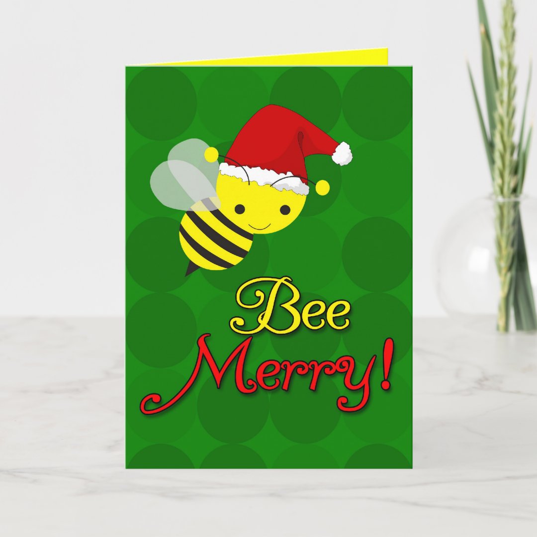 Bee Merry Cute Bumblebee Christmas Cards | Zazzle