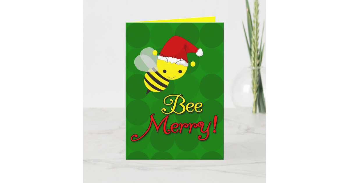 Bee Merry Cute Bumblebee Christmas Cards | Zazzle