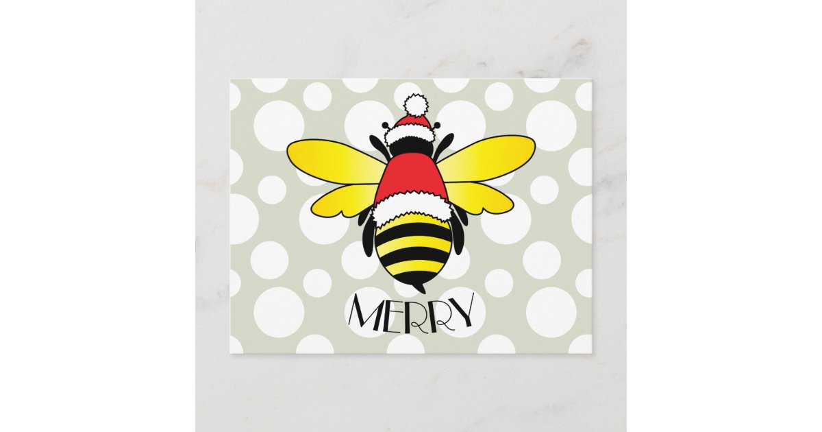 Bee Merry Holiday Postcard | Zazzle