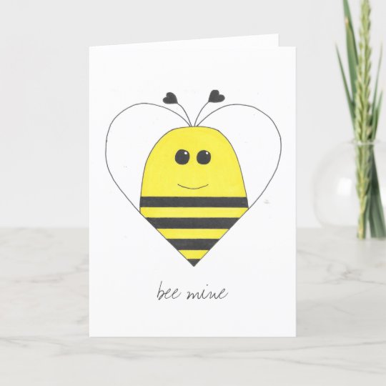 Bee Mine Heart Bee Folding Card | Zazzle.com