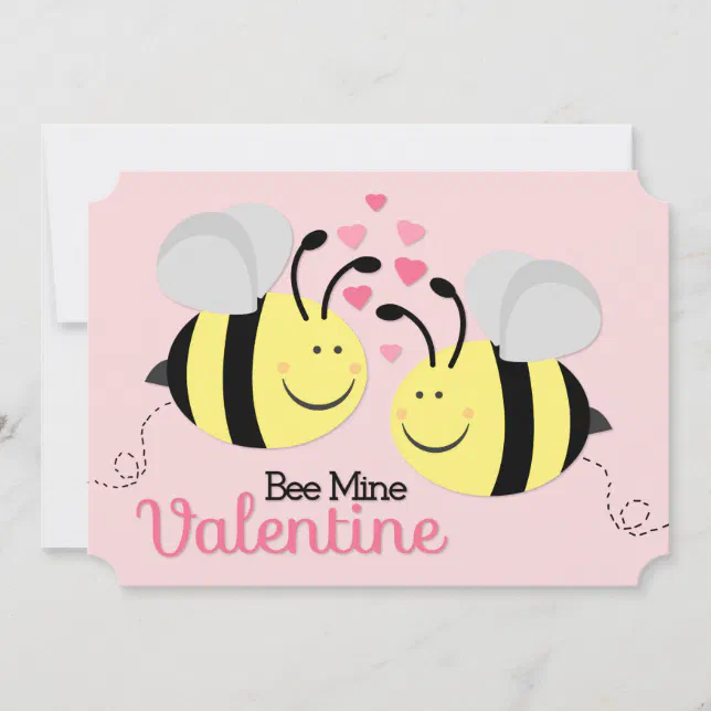 Bee Mine Valentine's Day Horizontal Flat Card | Zazzle