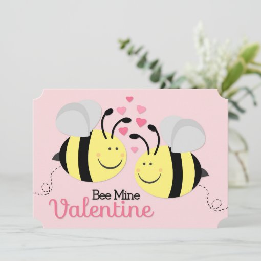Bee Mine Valentine's Day Horizontal Flat Card | Zazzle