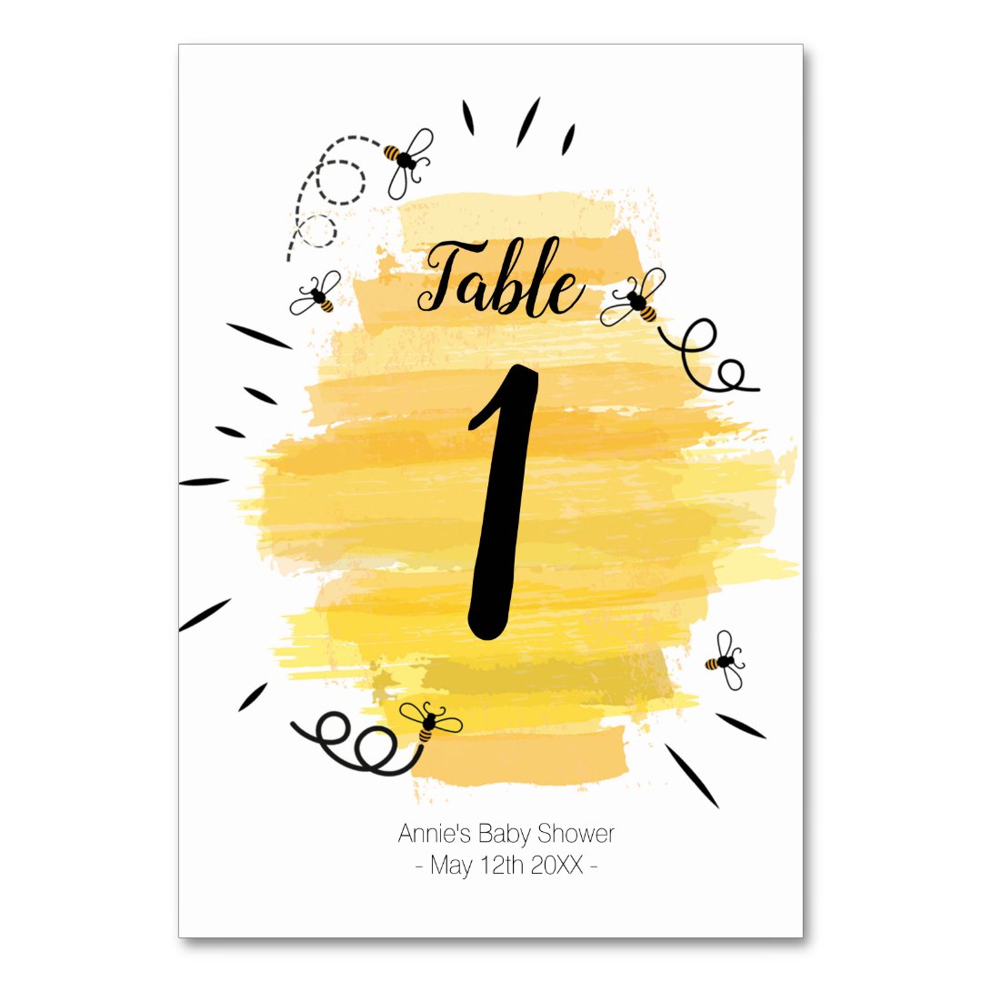 Bee Modern Table Number | Zazzle