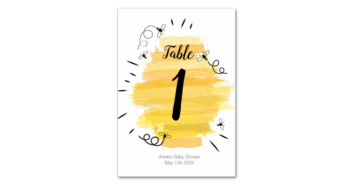 Bee Modern Table Number | Zazzle
