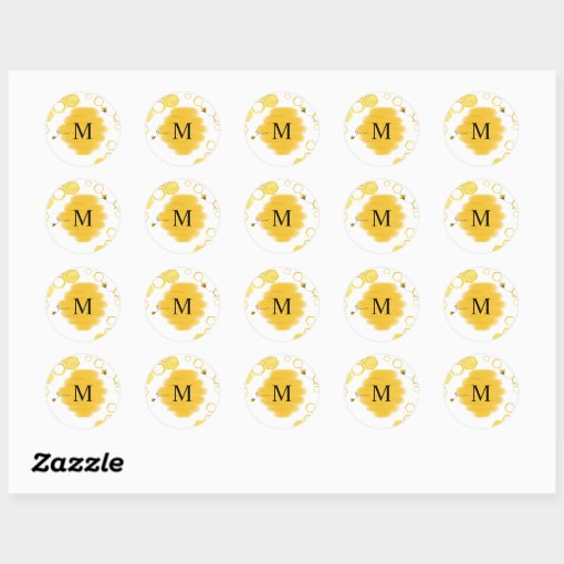 Bee Monogram Sticker | Zazzle