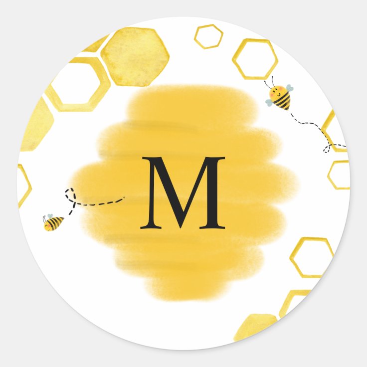Bee Monogram Sticker | Zazzle