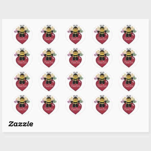 Bee My Valentine Honey Bee Stickers | Zazzle