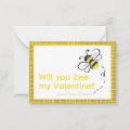 Bee My Valentine Illustrated Classroom Valentine Note Card | Zazzle