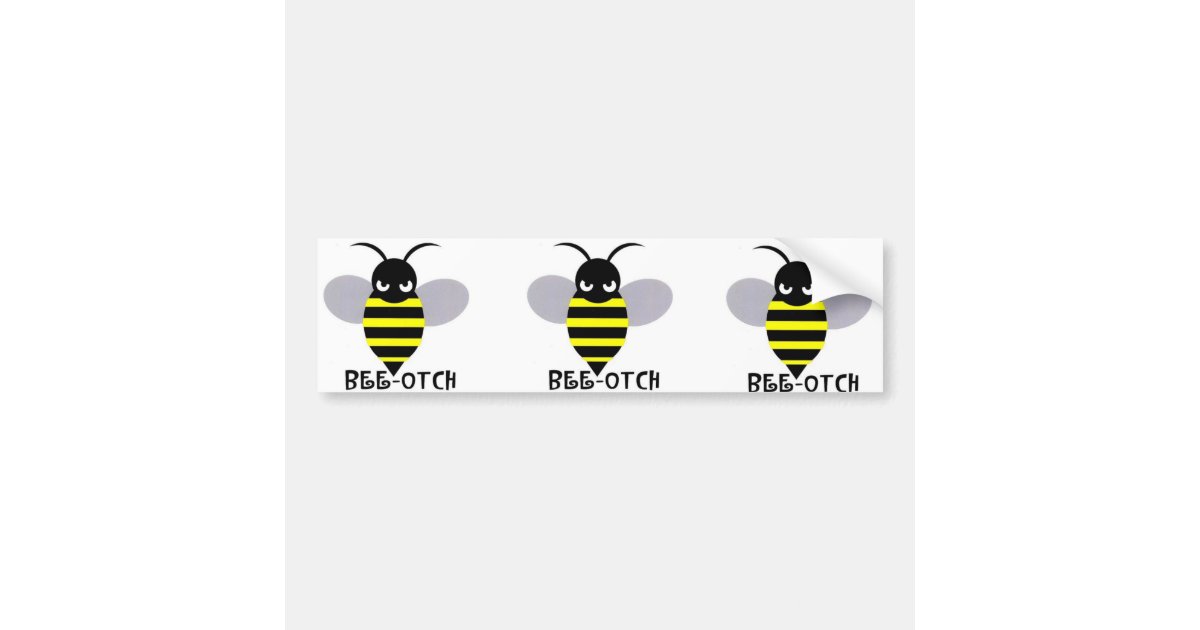 Bee-otch stickers gray wings | Zazzle