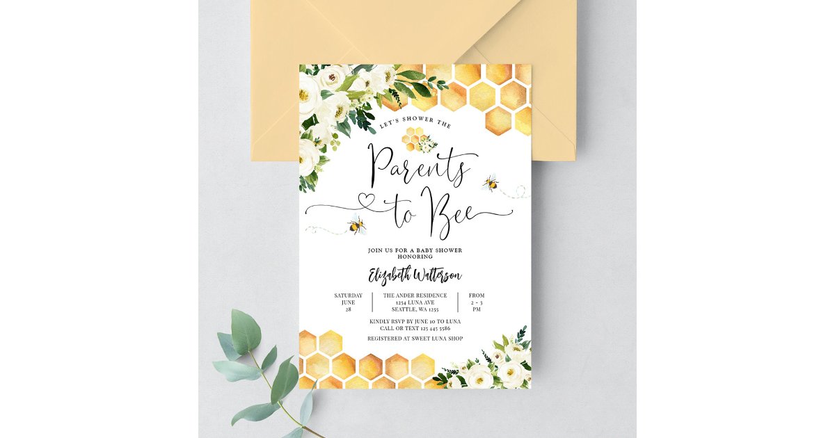 Bee Parents to Bee Couples Baby Shower Invitation | Zazzle