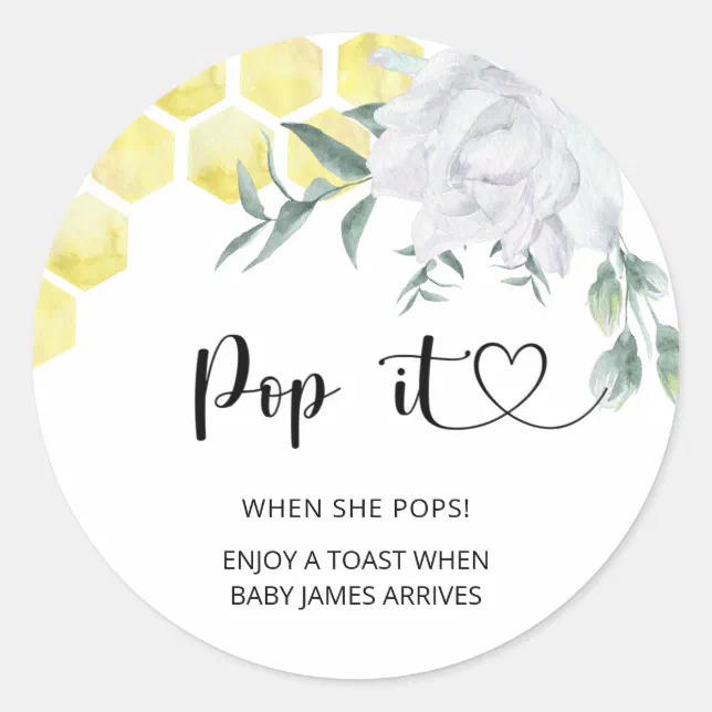Bee Pop it When she pops Classic Round Sticker | Zazzle