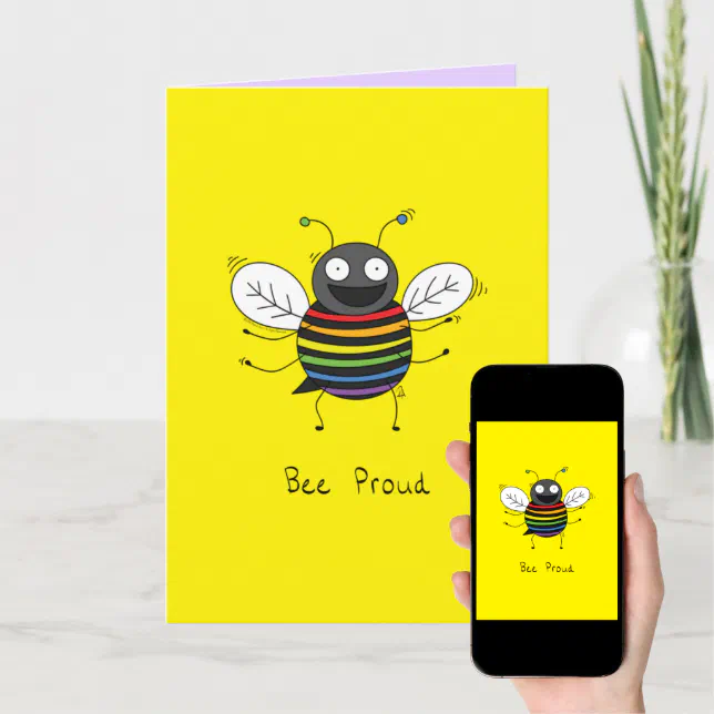 Bee Proud Gay Pride LGBTQ Bee Card | Zazzle