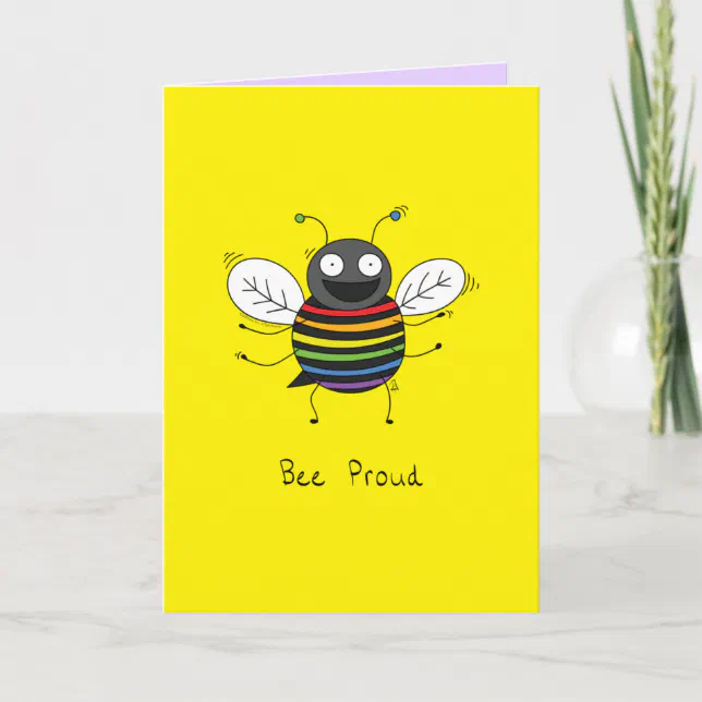 Bee Proud Gay Pride LGBTQ Bee Card | Zazzle